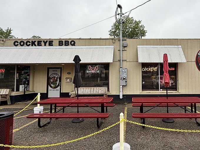 Al fresco dining, BBQ-style. These picnic tables have witnessed more food euphoria than a thousand fine dining establishments combined.
