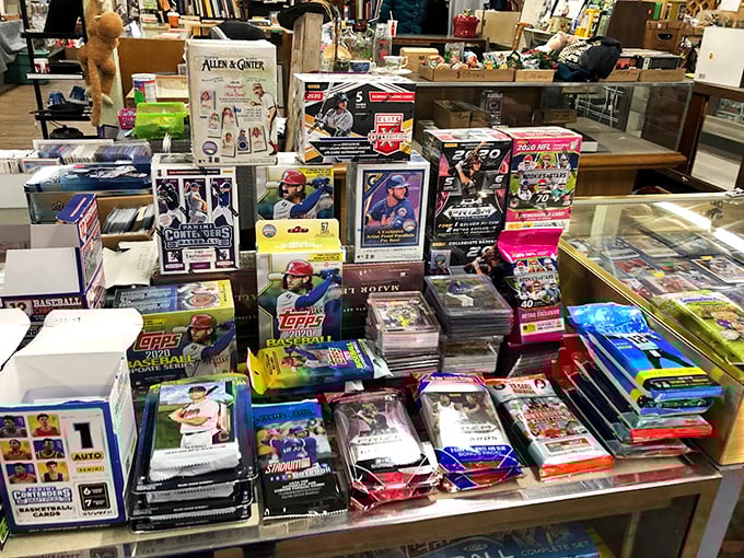 For sports card collectors, this display is the equivalent of finding water in a desert—complete with rookie cards and limited editions.