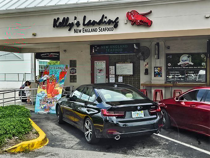 Cars jockeying for limited parking spaces—the universal sign of "the food inside is worth whatever parallel parking anxiety you're feeling."