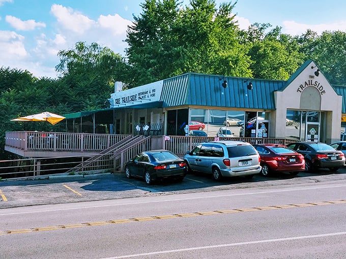 From the road, The Trailside looks like any small-town eatery, but regulars know it's actually the beating heart of West Newton's trail culture.