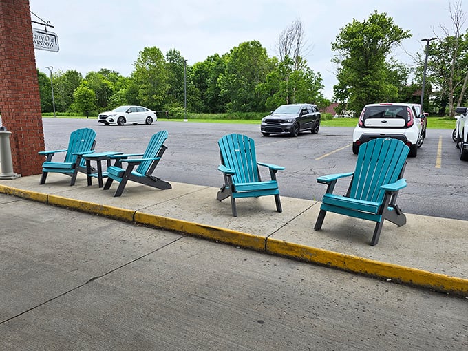 Those Adirondack chairs aren't just seating—they're recovery stations for the blissfully overfed to contemplate their next visit.