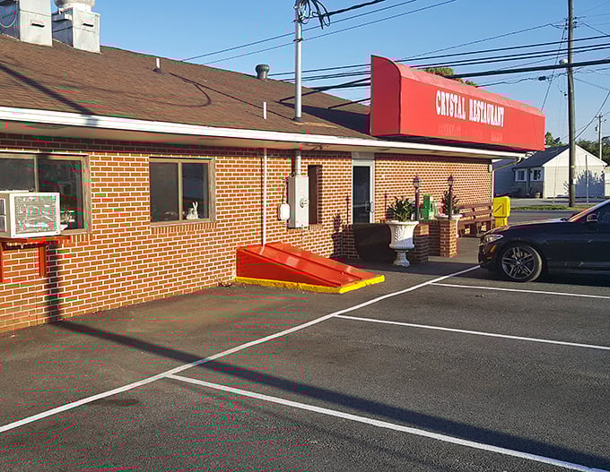 Even the parking lot speaks to Crystal's no-nonsense approach – convenient, straightforward, and without a valet in sight.