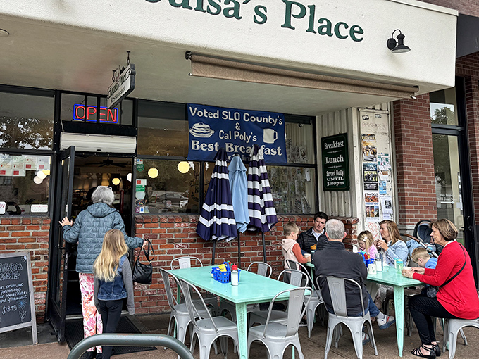 The outdoor seating isn't just practical—it's prime real estate for people-watching while your breakfast burrito works its mood-enhancing magic.