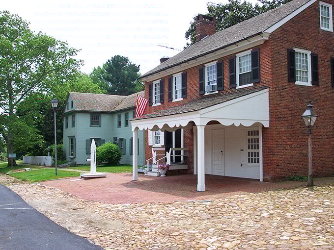 The Pump House and neighboring historic building showcase Odessa's preserved colonial streetscape. That cobblestone driveway has probably seen everything from horse-drawn carriages to Teslas.