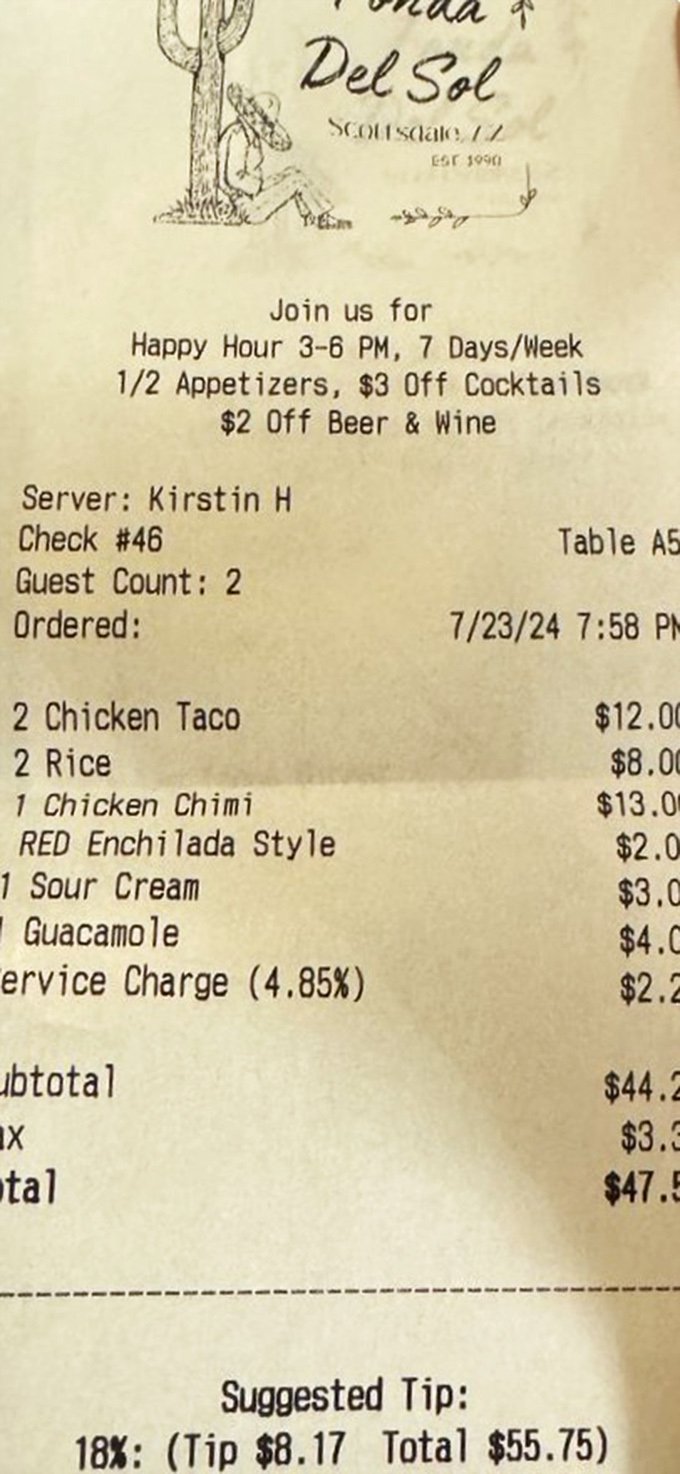The receipt tells the final chapter of your dining story—a small price to pay for memories that will have you planning your return visit.