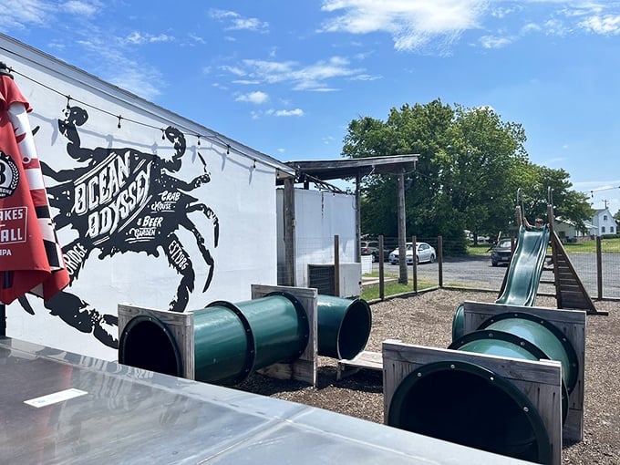 Even kids get in on the fun with a playground featuring a crab-themed slide – because it's never too early to foster an appreciation for Maryland's seafood culture.