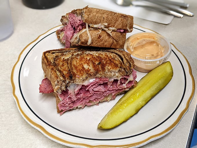 The Reuben here doesn't mess around – it's a masterclass in how corned beef should behave between bread.