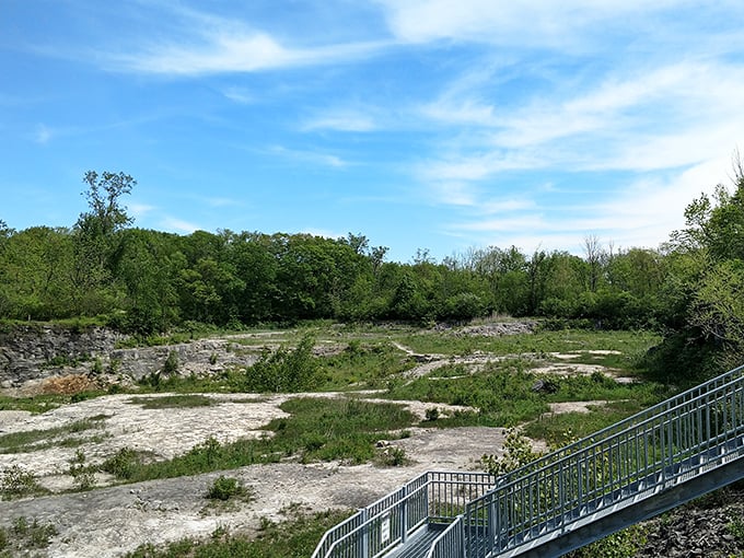 Sawyer Quarry Nature Preserve reveals nature reclaiming what industry abandoned, creating an accidental masterpiece of geological wonder.