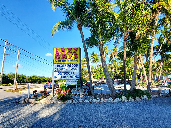 The roadside beacon that separates tourists from travelers. This unassuming sign has guided hungry pilgrims to seafood salvation for generations of Florida road-trippers.