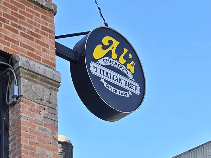 That iconic sign swinging above the street isn't just advertising – it's a beacon for beef lovers, a North Star for the sandwich-obsessed since 1938.