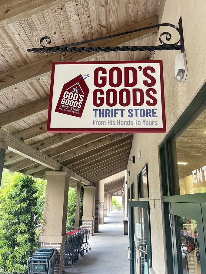 "From His Hands To Yours"—the charming wooden sign perfectly captures the spirit of this special place where cast-offs become treasures again.
