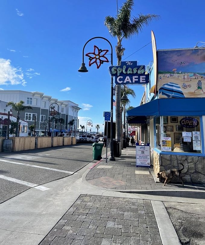 The vintage neon sign stands sentinel on Pomeroy Avenue, a beacon for hungry travelers that has guided generations to chowder salvation just steps from the Pacific.