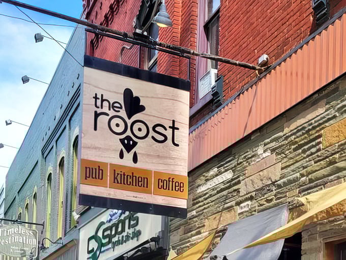 Simple signage that doesn't need to shout – confidence looks like knowing your food speaks for itself.