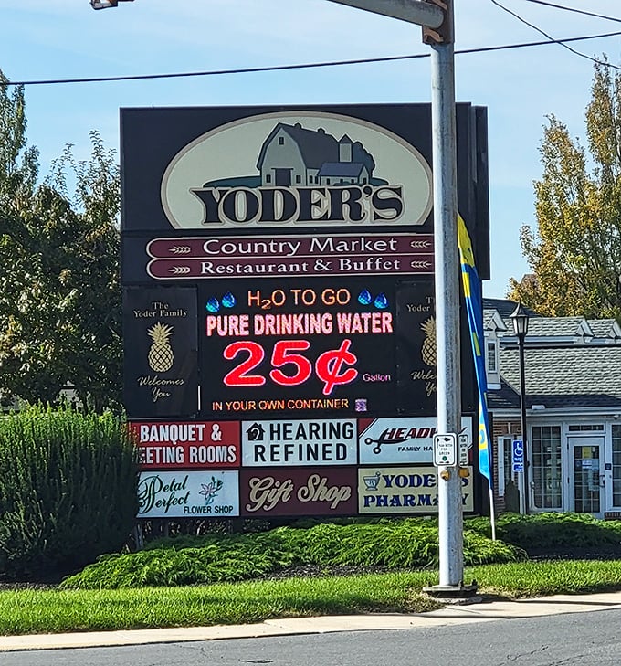 More than just a restaurant, Yoder's is a community hub offering everything from pure drinking water to hearing aids – quintessential small-town America.