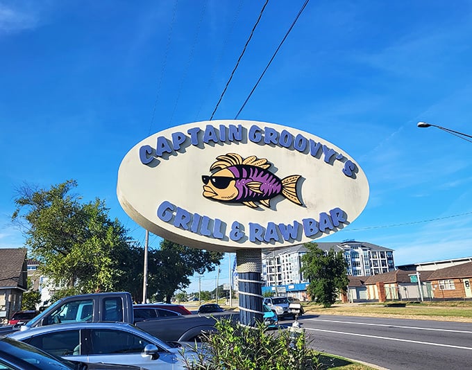 That iconic sign with the sunglasses-wearing fish says everything you need to know. Captain Groovy's isn't just a restaurant—it's a personality.