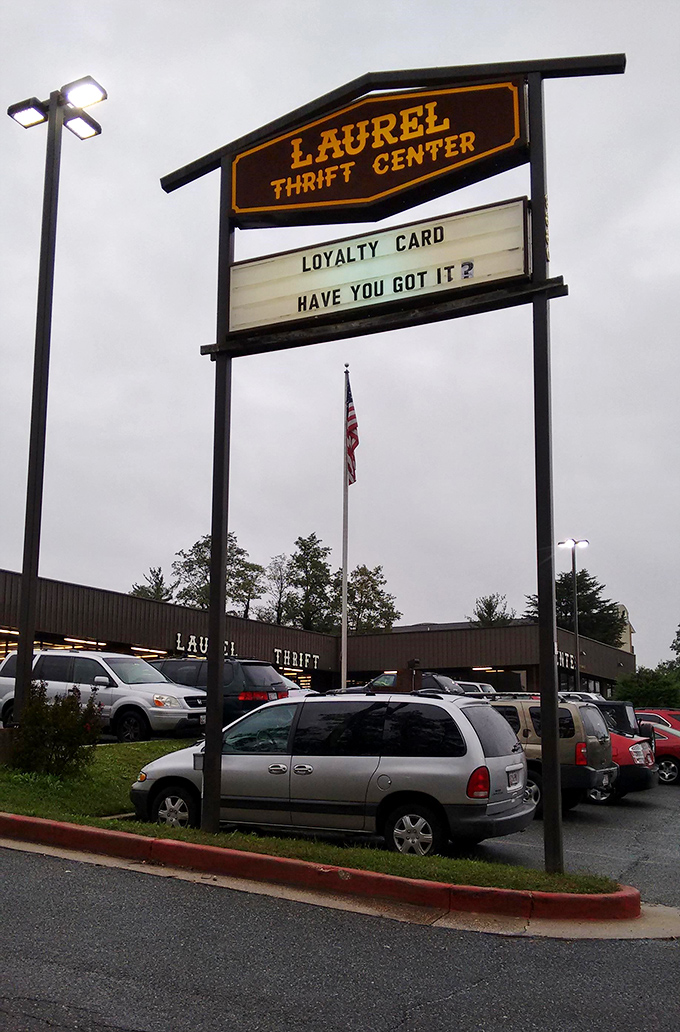 The marquee that beckons bargain hunters from miles around. That loyalty card question isn't just signage—it's a challenge.