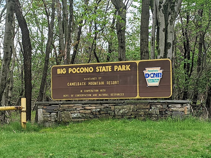 The official welcome sign—where your Big Pocono adventure officially begins and everyday worries are kindly asked to stay behind.