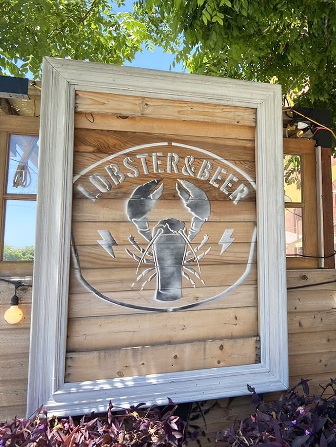 The wooden sign says it all – two of life's greatest pleasures united in perfect harmony.
