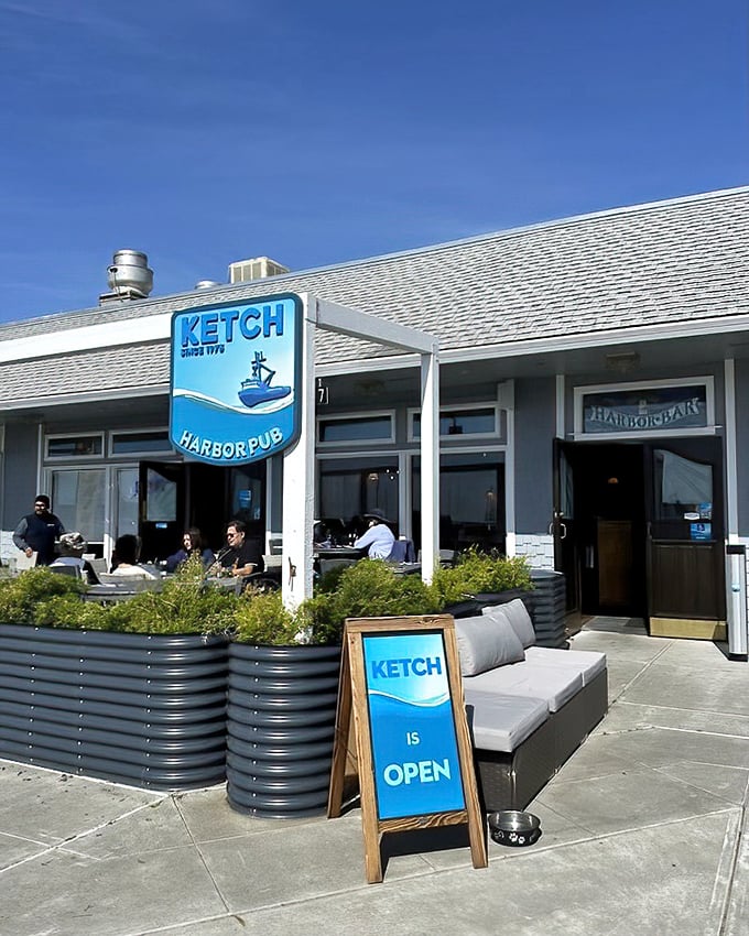 That blue sign doesn't just mark a restaurant—it's a beacon for hungry travelers seeking the authentic taste of coastal California.