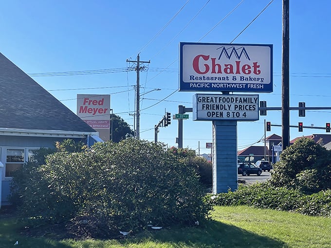 The roadside sign promises "Great Food, Family Friendly Prices"—a rare combination that explains why locals keep this place busy year-round.