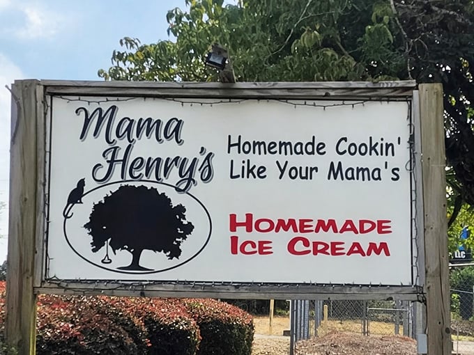 The sign says it all: "Homemade Cookin' Like Your Mama's"—the most honest advertising in the restaurant business.