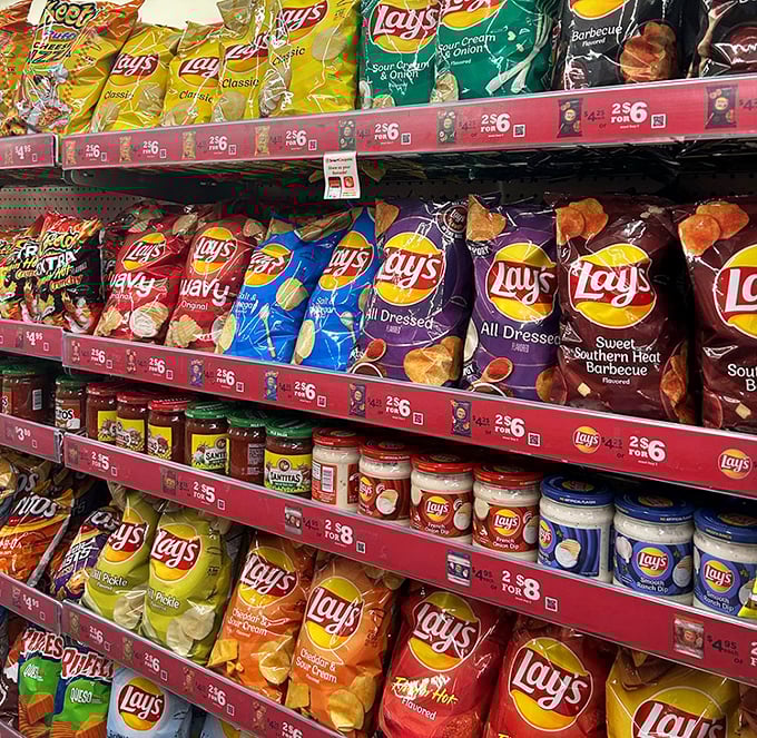 Lay's potato chips in their natural habitat – where the challenge isn't "bet you can't eat just one" but "bet you can't buy just one."
