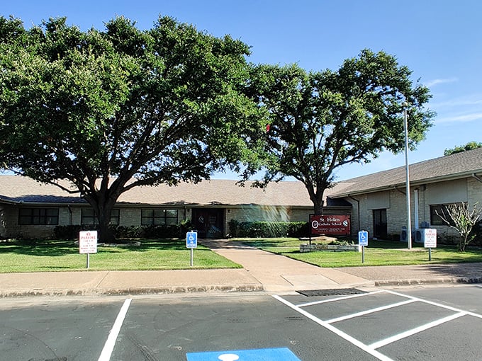 St. Helen Catholic Church offers shade and serenity under sprawling oak trees—a peaceful cornerstone in a community that values both tradition and natural beauty.