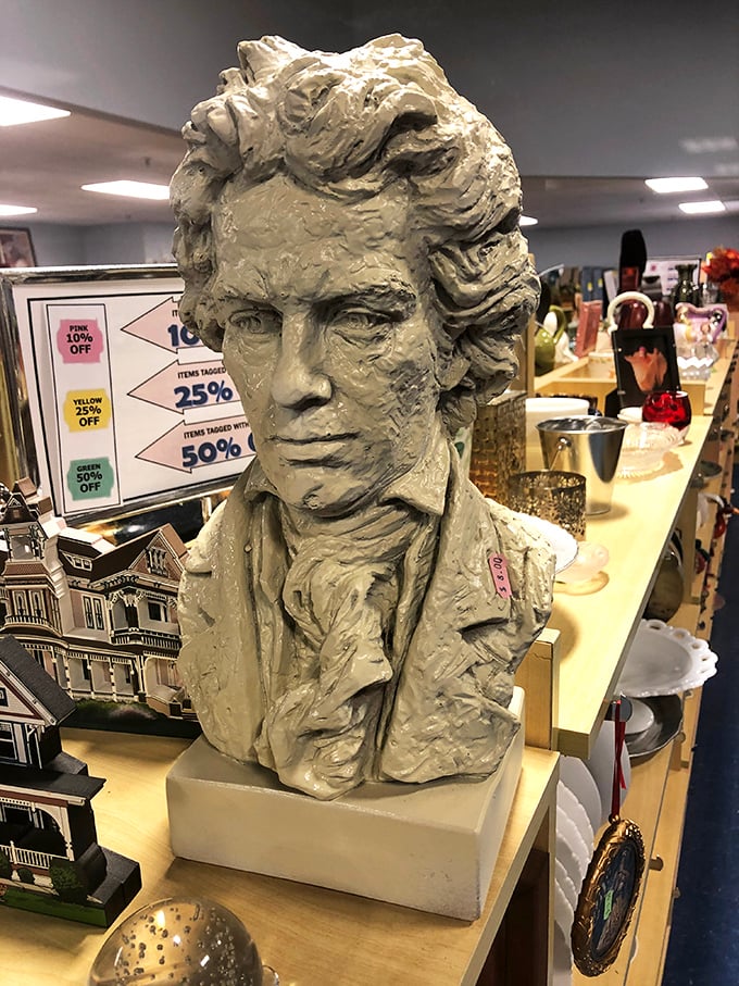 Beethoven himself would be amused to find his likeness among the eclectic treasures. Classical taste at thrift store prices!