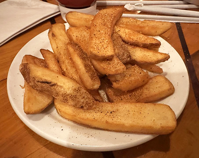 Steak fries with attitude – substantial enough to stand up to steak juices, seasoned enough to deserve attention on their own.