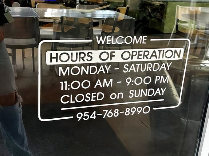 The hours of operation sign – memorize these numbers like you would your anniversary. Missing out would be the real tragedy.
