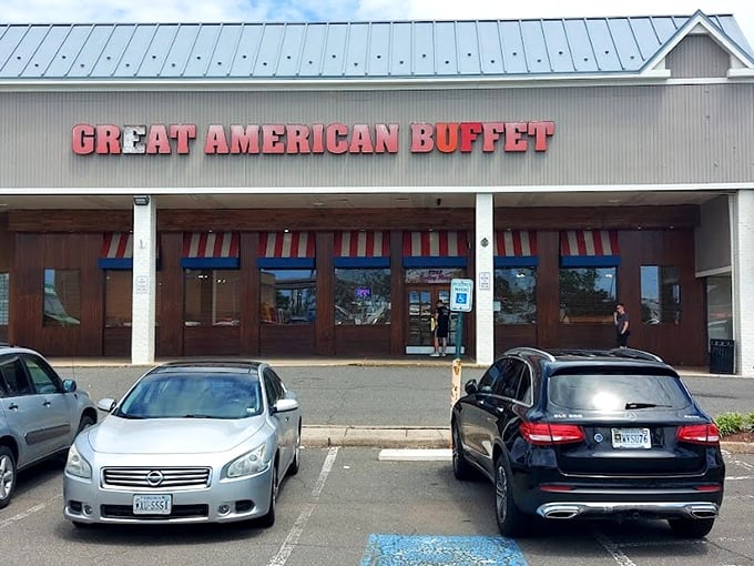 The exterior view that has launched a thousand food quests. Cars in the parking lot tell the real story—locals know where to eat.