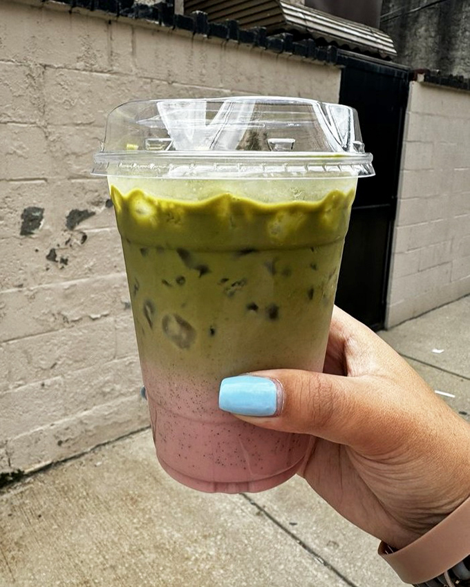 This two-toned matcha and strawberry drink isn't just refreshing—it's what happens when your beverage has both style and substance. Instagram, meet hydration.