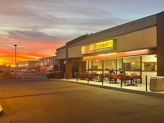 Phoenix sunsets provide the perfect backdrop for Hana's House, nature's way of complementing the warm glow of Middle Eastern hospitality within.