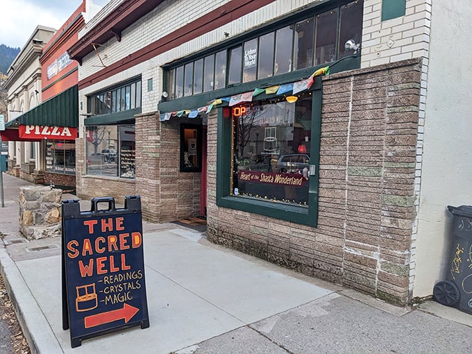 The Sacred Well offers crystals and readings—because even in affordable small towns, a little magic helps the retirement savings stretch further.