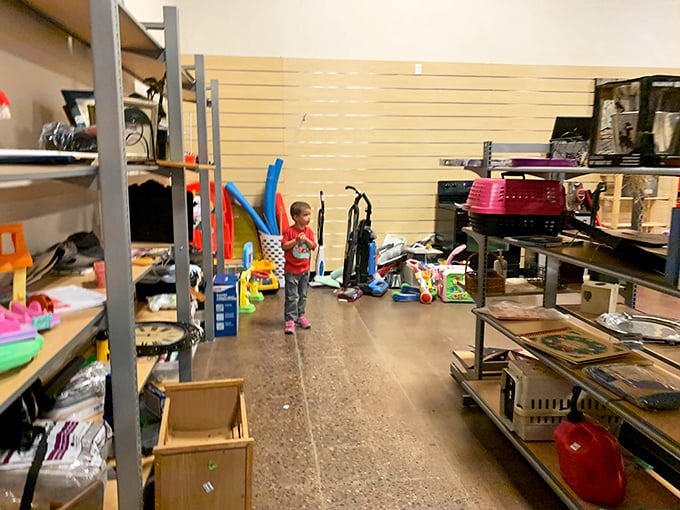 The toy section—where childhood dreams get recycled and budget-conscious parents become heroes without breaking the bank.