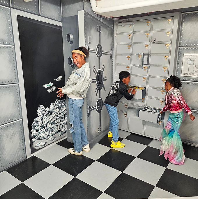 Bank vault illusion where the only thing you're stealing is the show with that money-grabbing photo op.