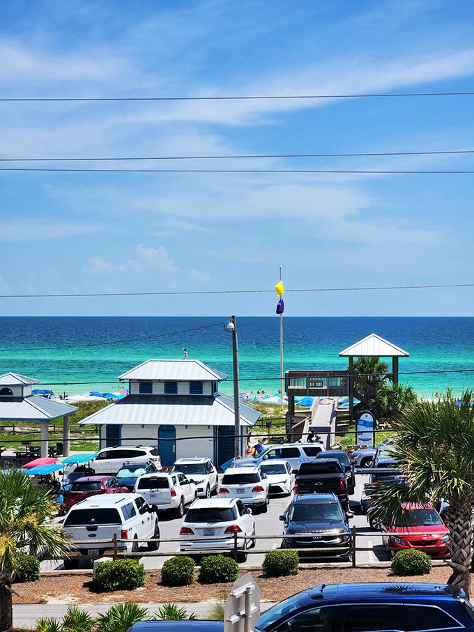 That view though! The emerald waters of the Gulf practically sparkle like they're showing off. Worth the trip even before the food arrives.