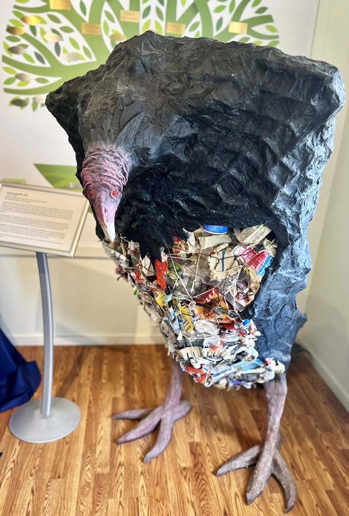"Vulture II" by Keith Puccinelli delivers an environmental message with artistic punch – a powerful statement piece about consumption and waste.
