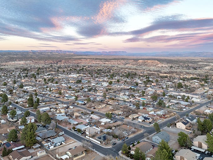 From above, Cottonwood reveals its perfect retirement proportions—small enough to feel like home, large enough to never bore you.