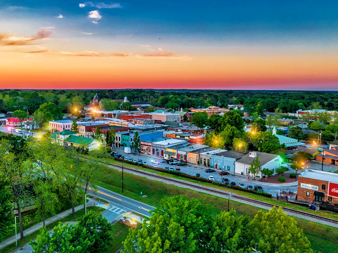 As the sun sets on Olde Town Conyers, the buildings glow like a community that knows exactly what it is—and isn't trying to be anything else. 
