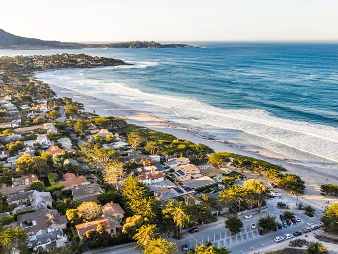 From above, Carmel reveals its perfect balance – where civilization and shoreline meet without either one trying to outdo the other.