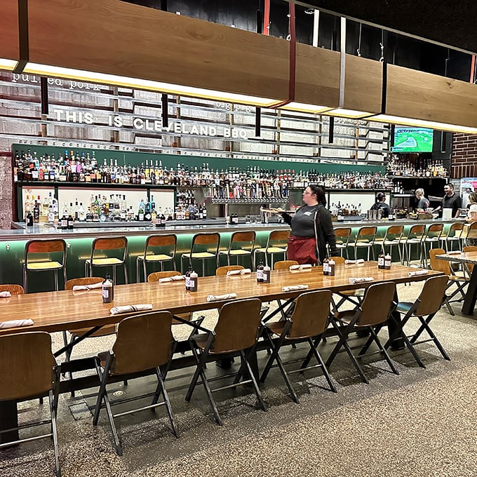 The bar at Mabel's isn't just a place to drink—it's command central for serious meat enthusiasts planning their barbecue strategy.
