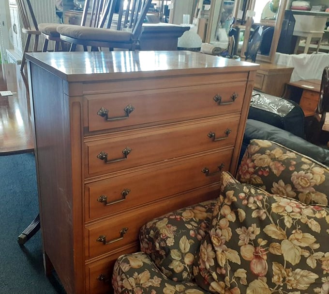 Solid wood furniture with good bones—this dresser could be the statement piece your bedroom's been missing, just add a little polish.