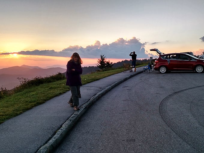 Sunset chasers gather at the edge of day. When the light turns this golden, strangers become friends united by collective awe.