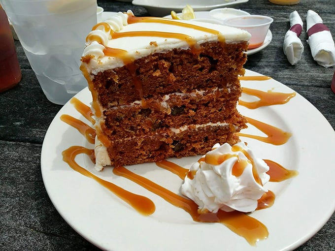 Carrot cake that doesn't skimp on the good stuff—three layers of spiced perfection with cream cheese frosting that would make your grandmother both proud and jealous.