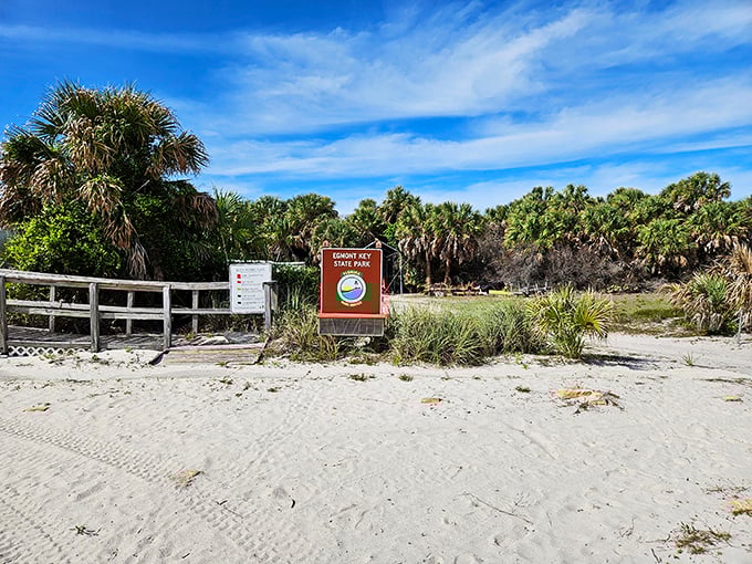 The humble entrance sign doesn't begin to hint at the treasures beyond. It's like finding the door to Narnia, just with more sunscreen requirements.