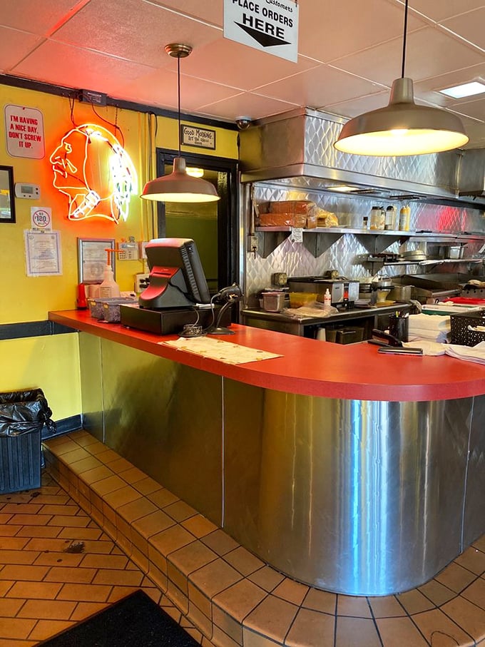 The counter where breakfast dreams come true—part command center, part front-row seat to the best show in Richmond.