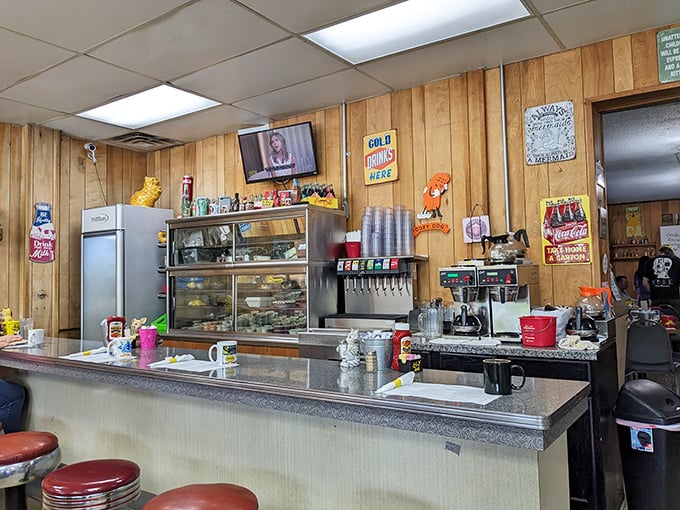 Where the magic happens: a counter that's witnessed countless coffee refills and morning conversations. The heart of South Bend's breakfast scene, one mug at a time.