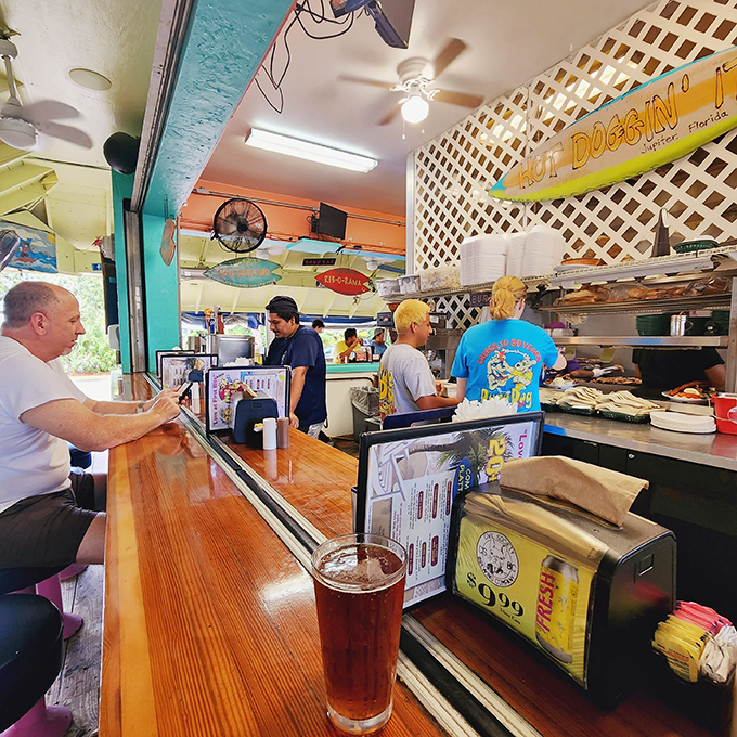 The counter seating offers dinner and a show—watch culinary magic happen while sipping something cold and plotting which menu item to try next.