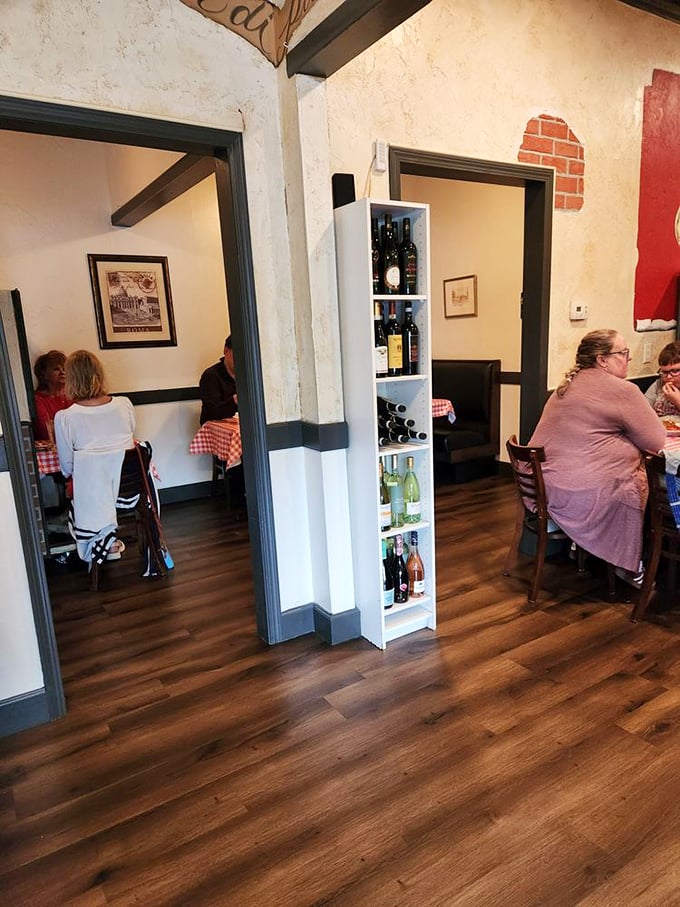 Inside, the dinner crowd proves that good food is the universal language – no translation needed here.